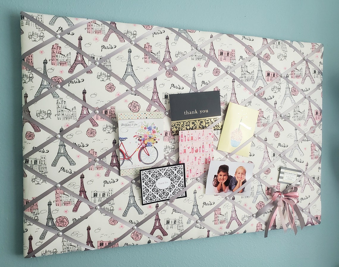 Large Paris Themed Fabric Memo / Photo / Vision Board - Etsy