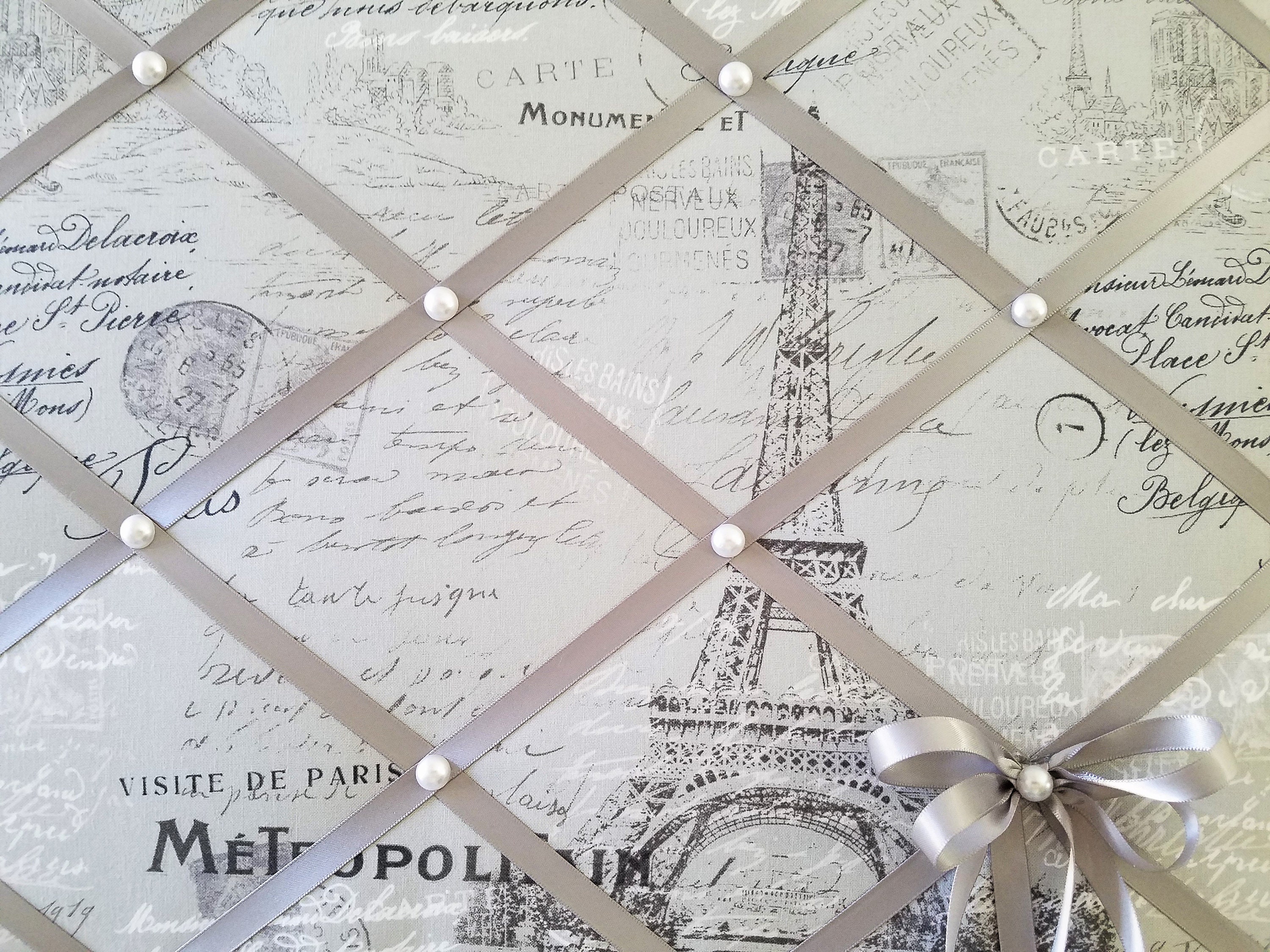 Paris themed fabric memo photo vision board | Etsy
