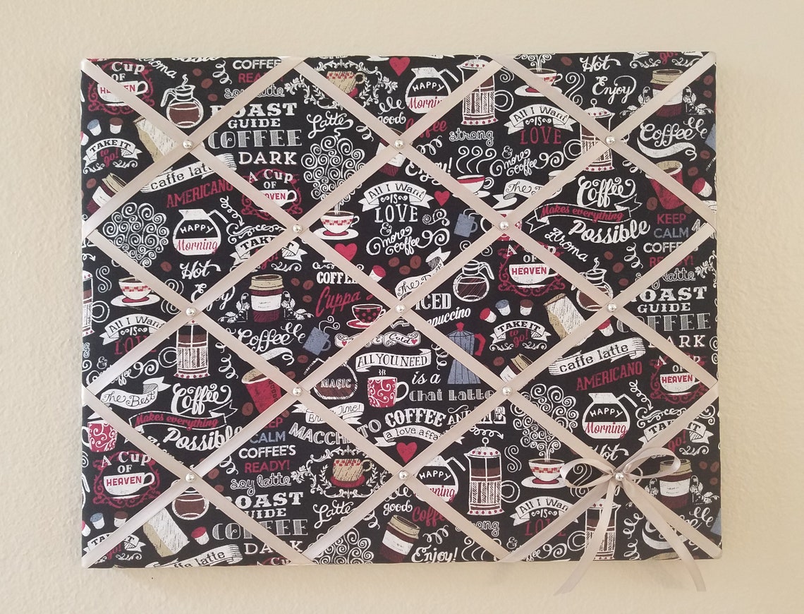 Coffee Themed Fabric Memo / Photo / Vision Board - Etsy