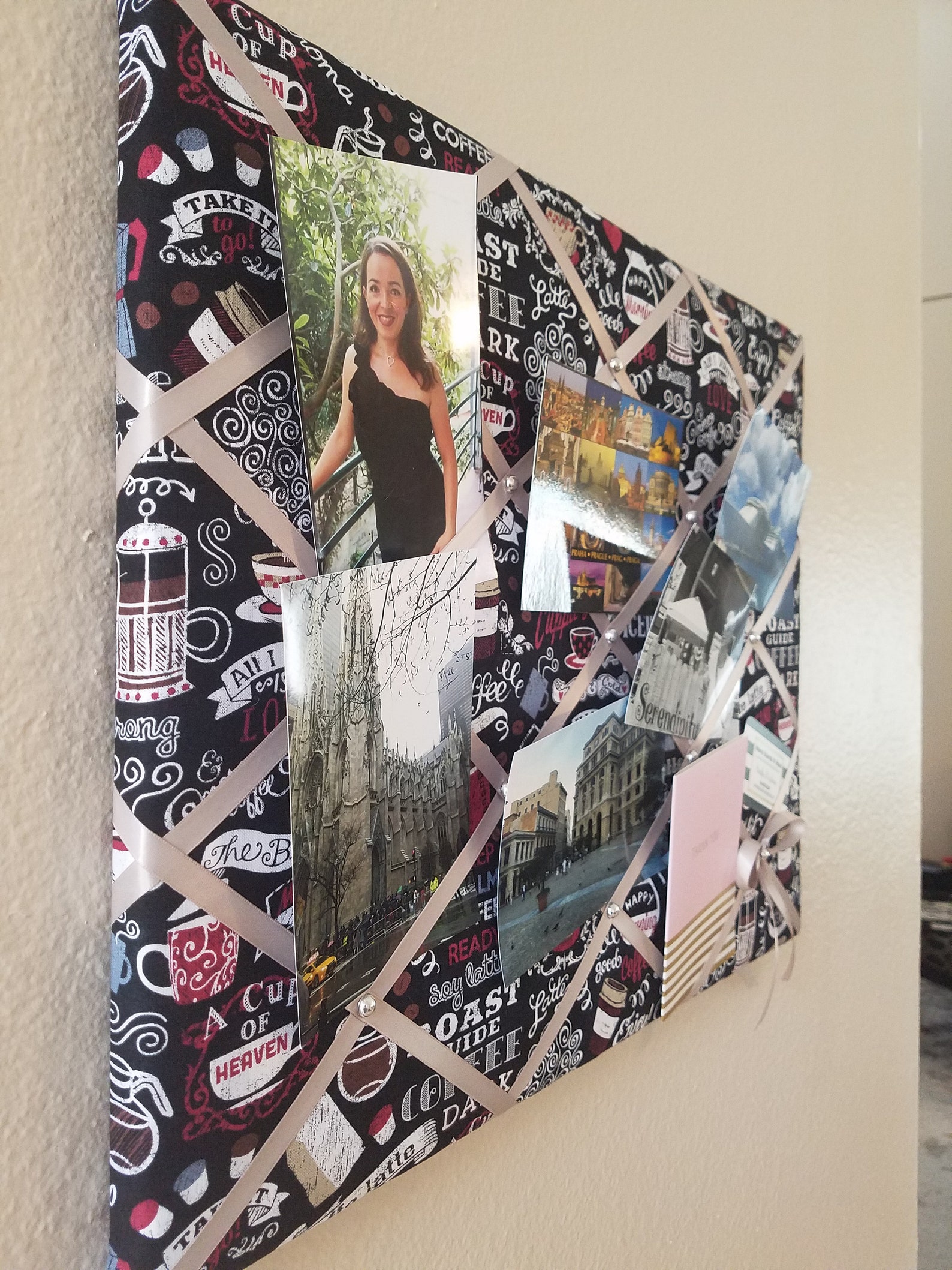 Coffee Themed Fabric Memo / Photo / Vision Board | Etsy