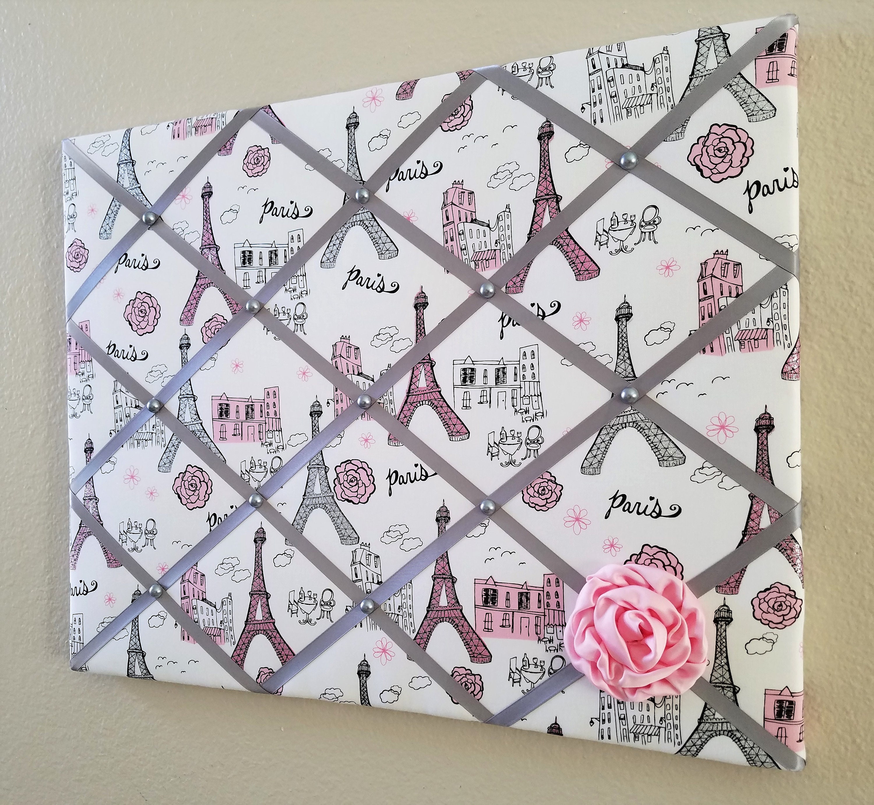 Paris themed fabric memo / photo vision board | Etsy