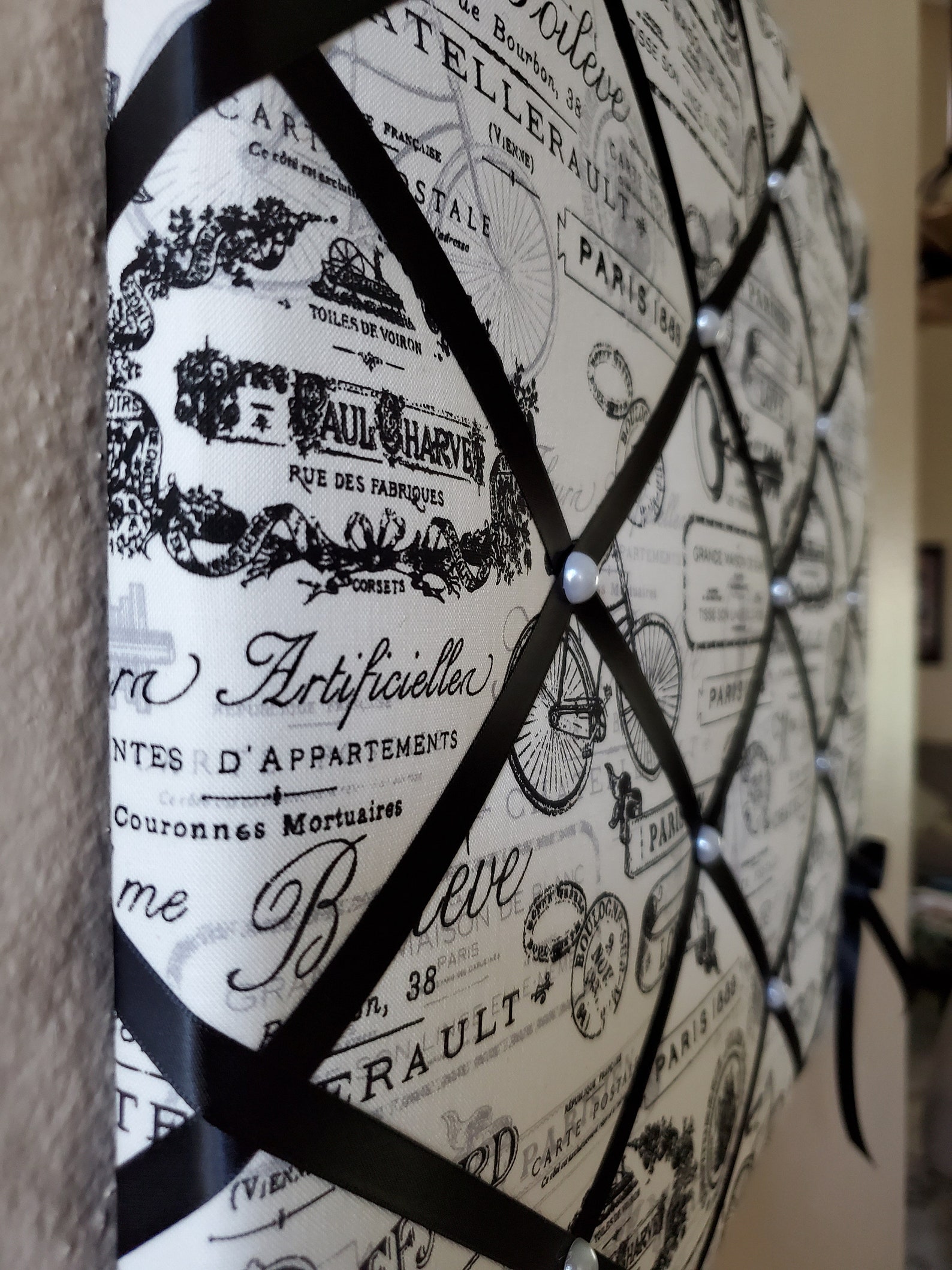 Paris Themed Fabric Memo / Photo / Vision Board | Etsy