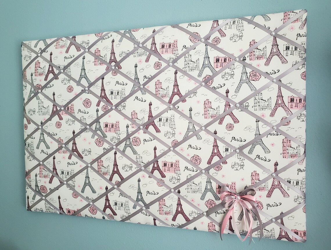 Large Paris Themed Fabric Memo / Photo / Vision Board - Etsy