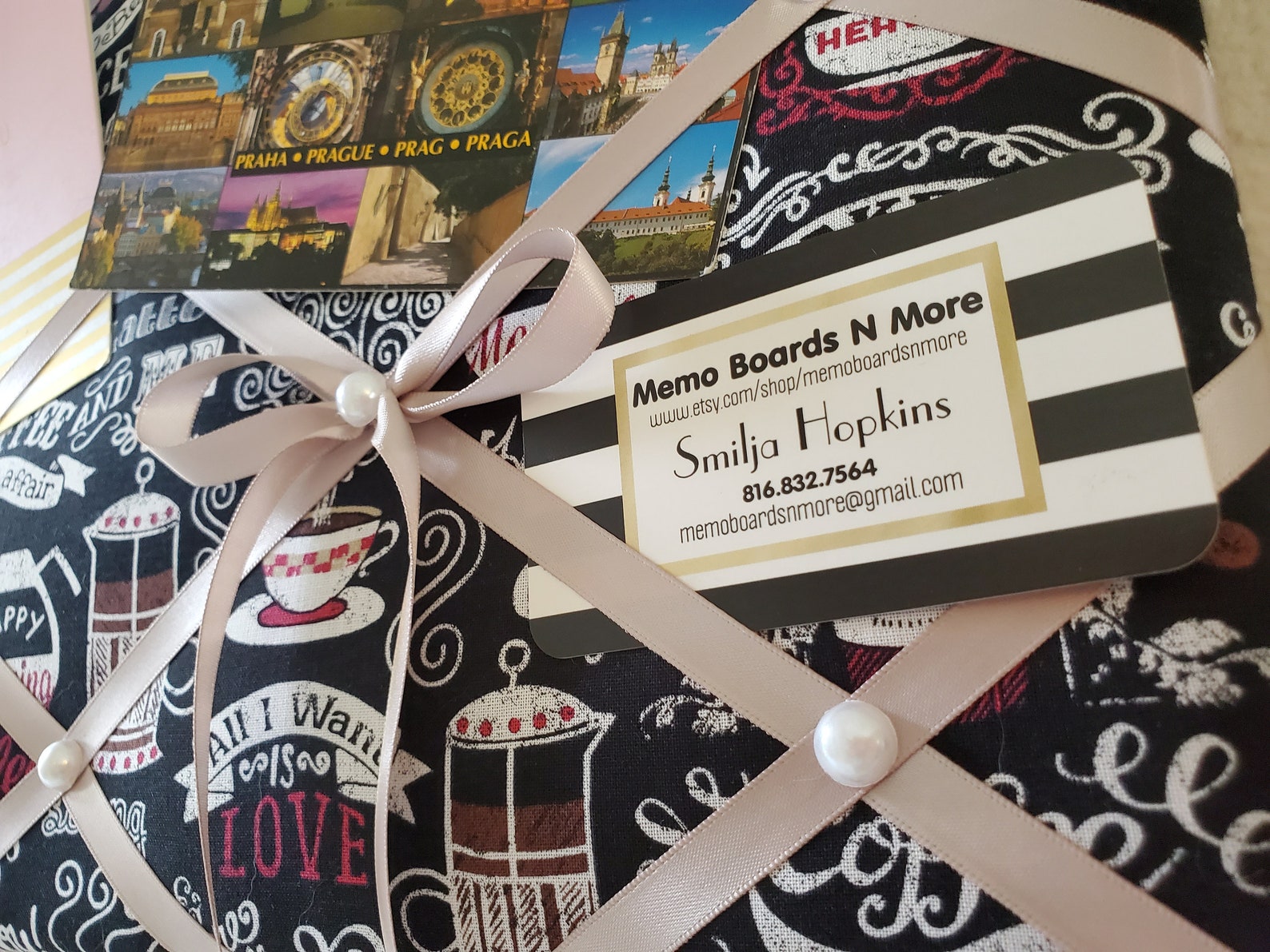 Coffee Themed Fabric Memo / Photo / Vision Board | Etsy