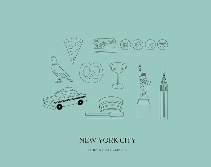 New York City Graphics Hand Drawn NYC Clip Art PNG Files - Etsy