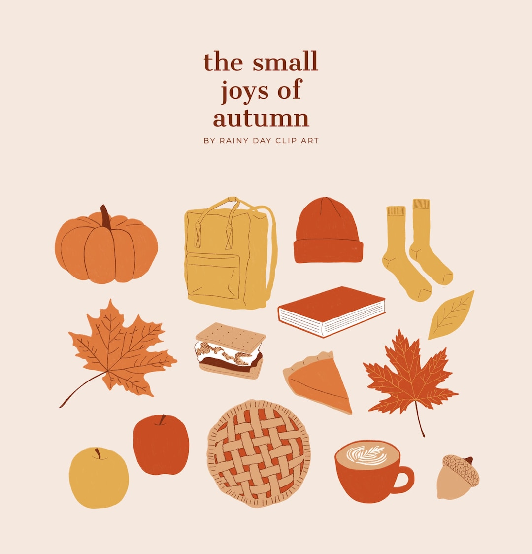 Autumn Clip Art - Hand Drawn Cozy Fall Clip Art - Etsy
