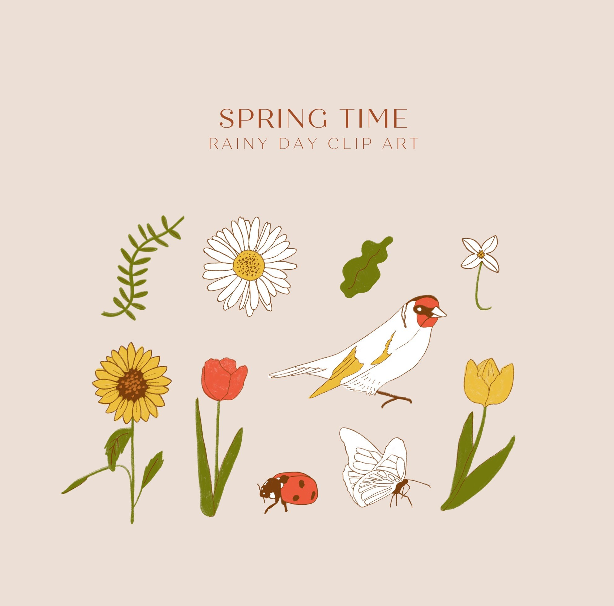 Hand Drawn Spring Garden Clip Art Set - Etsy