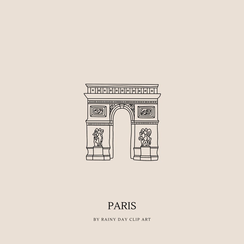Hand Drawn Paris Clip Art in Black - Paris Line Drawing Sketches - Etsy