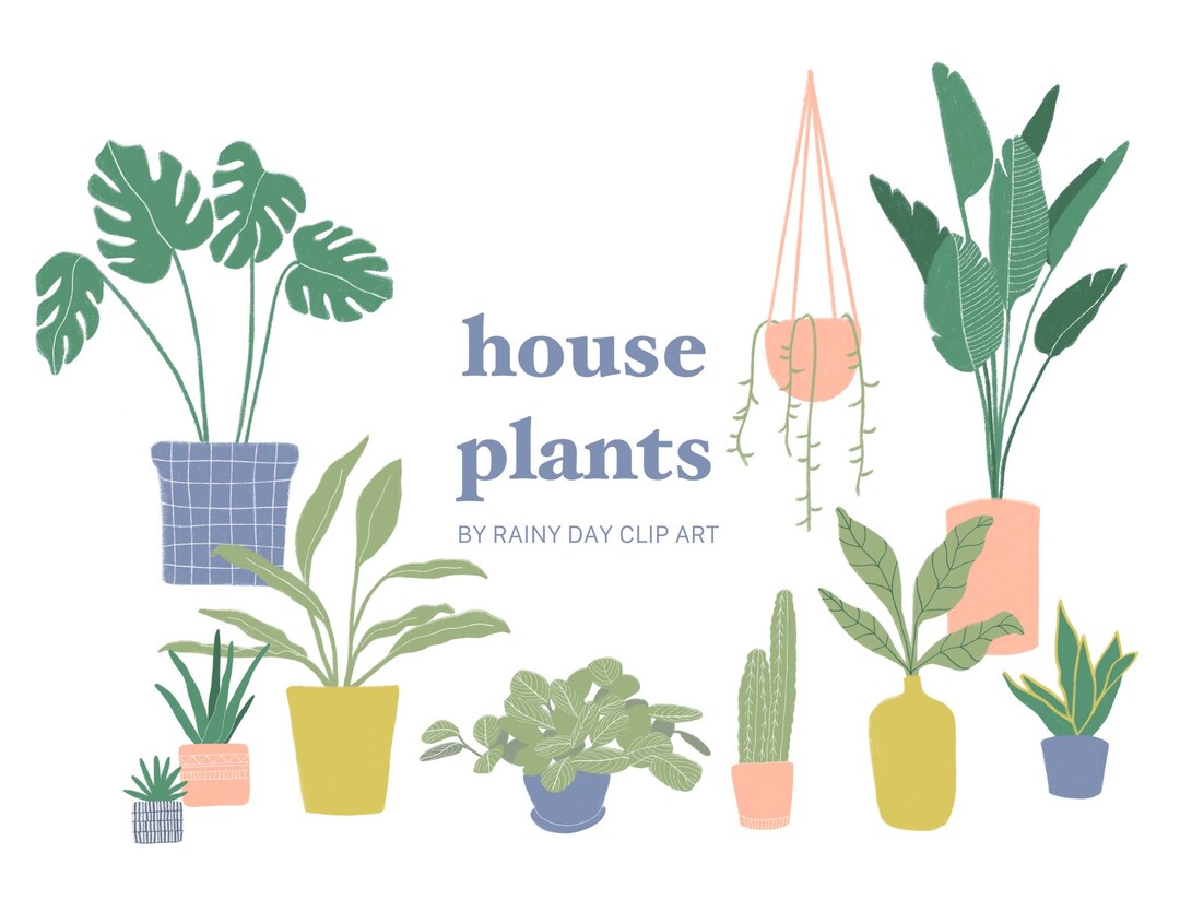 House Plants Clip Art - Boho Apartment Clip Art - Hand Drawn Clip Art ...