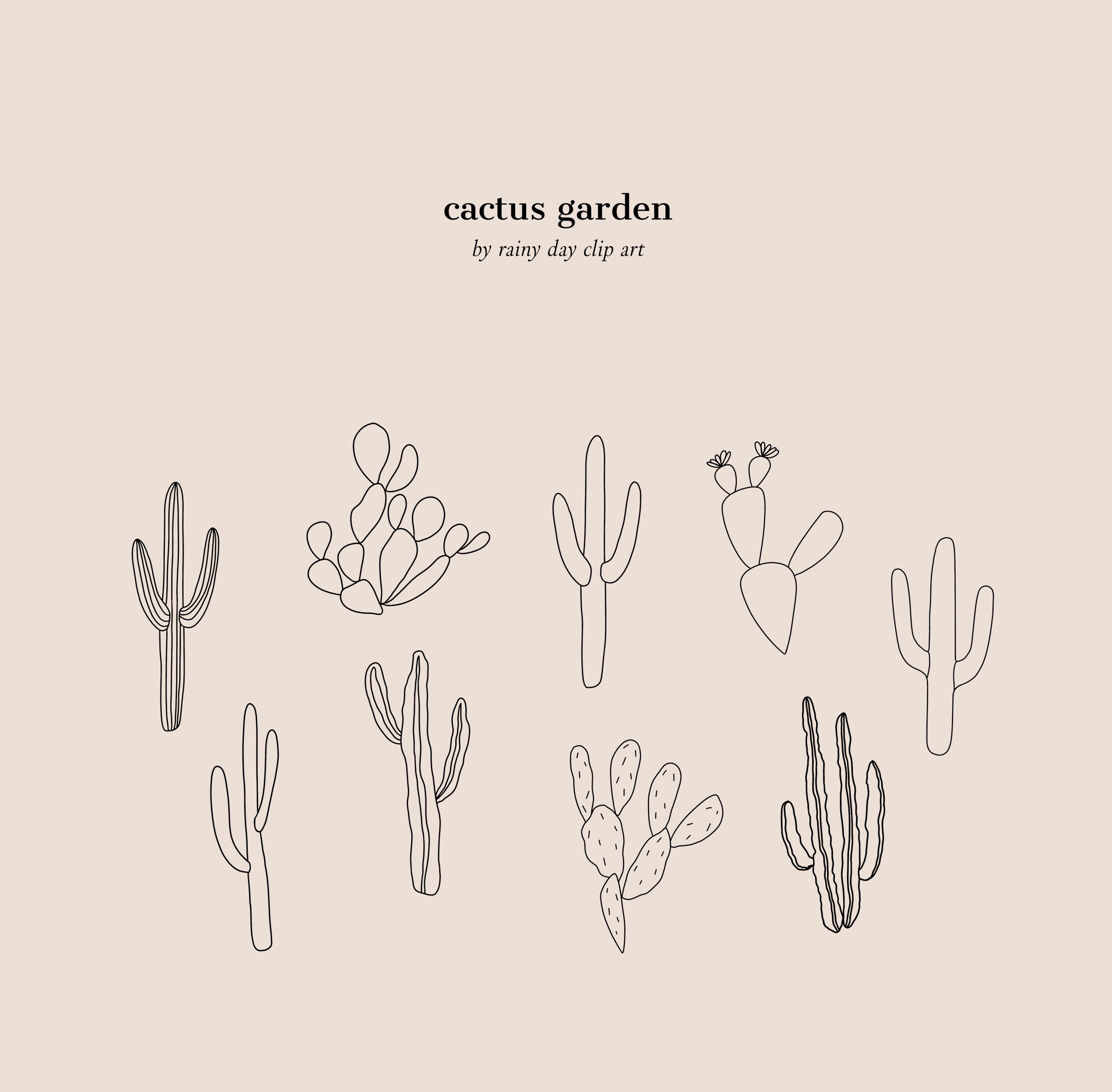 Cactus Garden Clip Art - Hand Drawn Desert Clip Art - Etsy