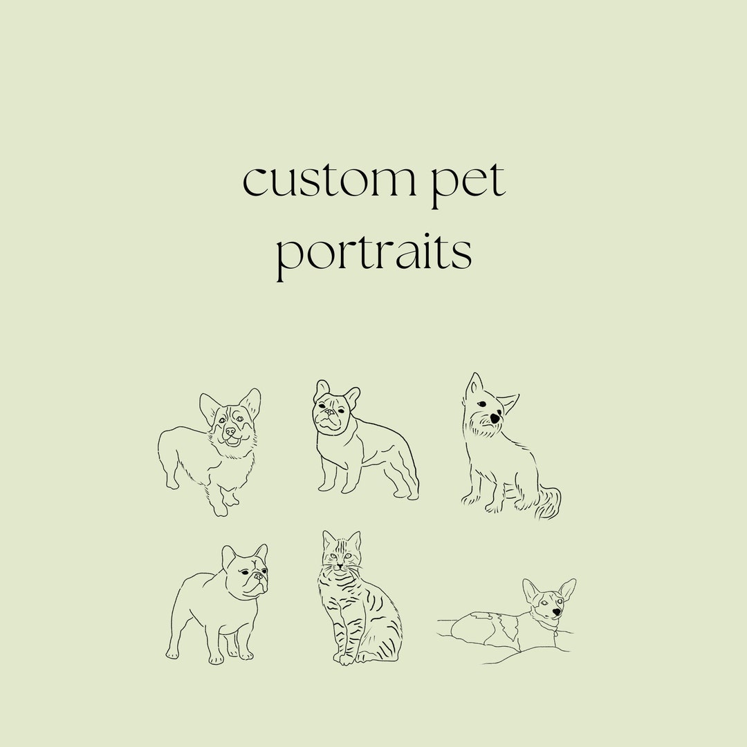 Custom Pet Portrait Clip Art Black Line Drawing Hand Drawn - Etsy