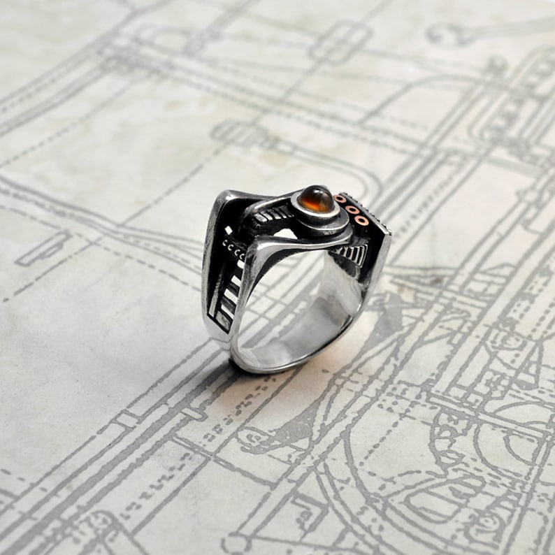 Futuristic Ring Post Apocalyptic Ring Sterling Silver - Etsy