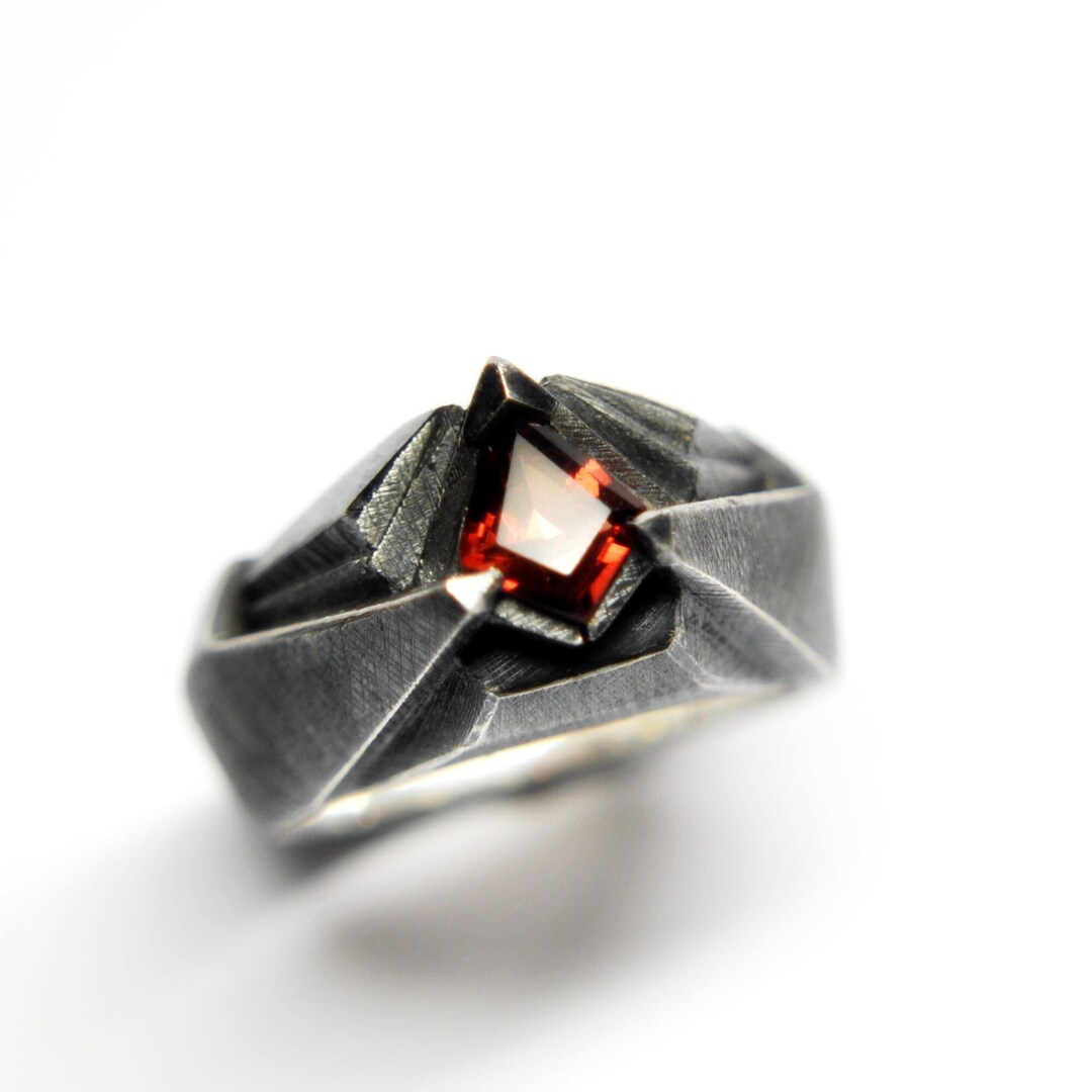 Futuristic Sterling Silver Ring Black Oxidized "caladanium", Statement ...