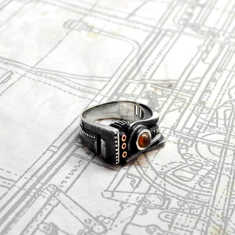 Futuristic Ring Post Apocalyptic Ring Sterling Silver - Etsy