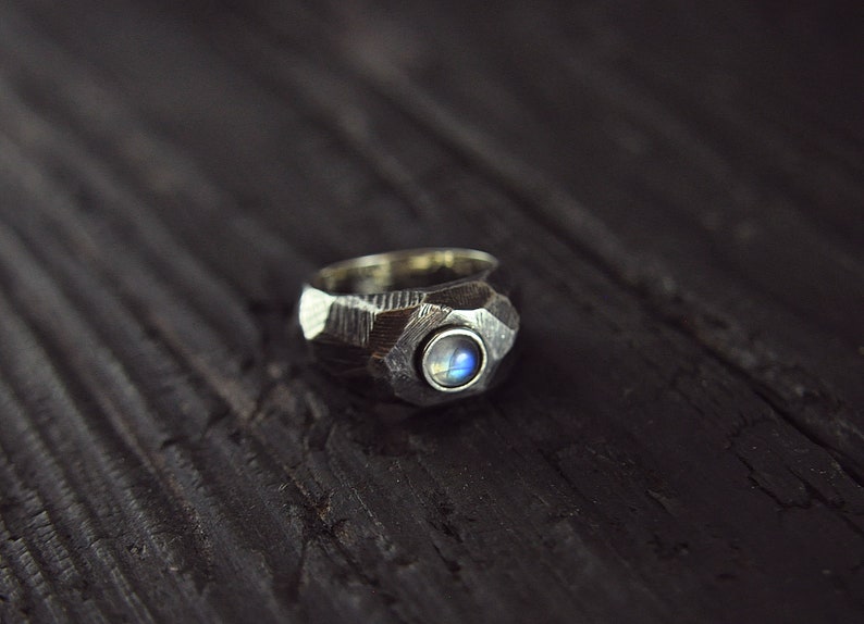 Rustic Bold Chunky Silver Ring Moonstone - Etsy