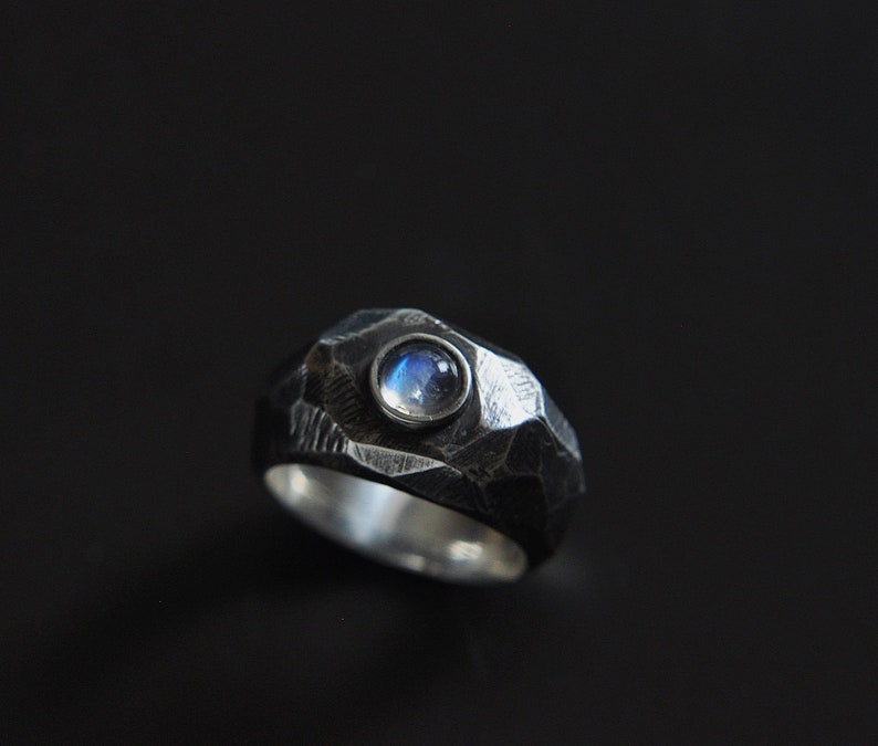 Rustic Bold Chunky Silver Ring Moonstone - Etsy