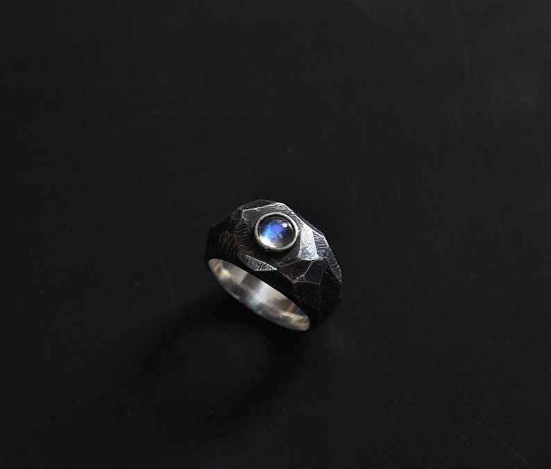 Rustic Bold Chunky Silver Ring Moonstone - Etsy
