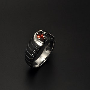 Cyberpunk Ring Futuristic Garnet Ring Silver Edgy Jewelry - Etsy
