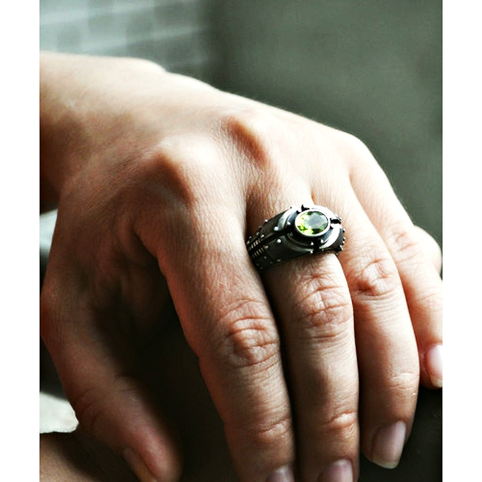 Mens Peridot Ring Mens Birthstone Ring Promice Ring for Him - Etsy