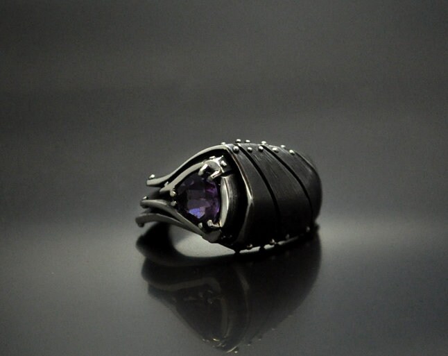 Unique amethyst ring Gaudeondum Modern sterling | Etsy