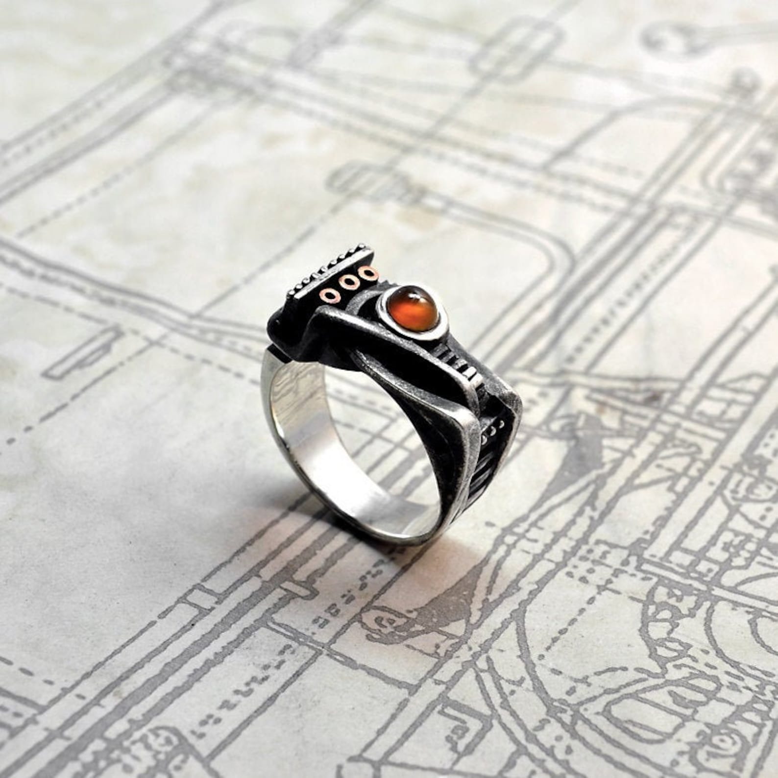 Futuristic Ring Post Apocalyptic Ring Sterling Silver - Etsy