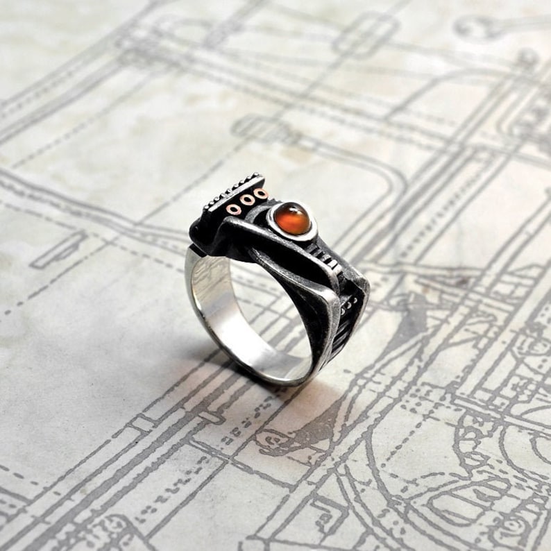 Futuristic Ring Post Apocalyptic Ring Sterling Silver - Etsy