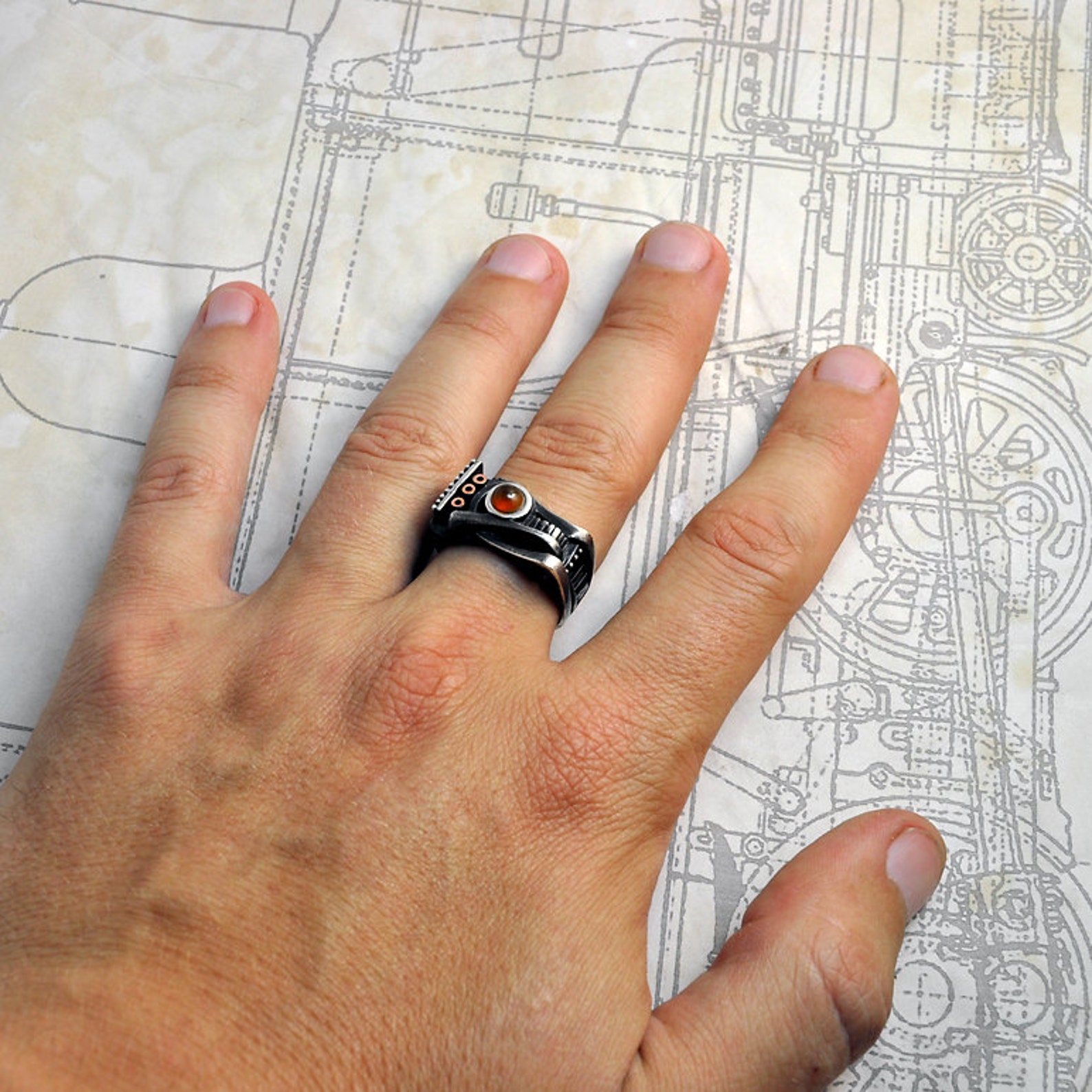 Futuristic Ring Post Apocalyptic Ring Sterling Silver - Etsy