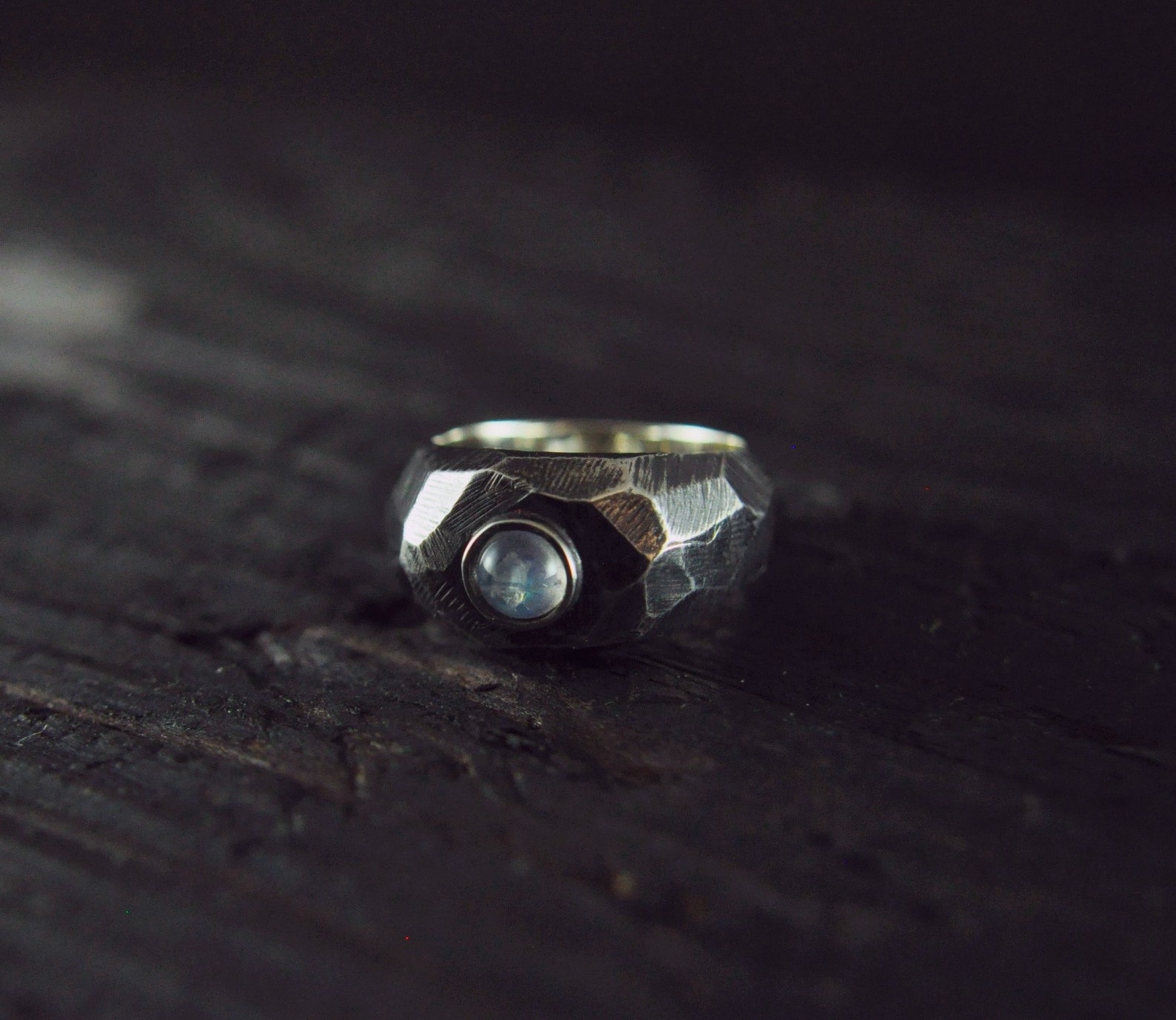 Rustic Bold Chunky Silver Ring Moonstone - Etsy