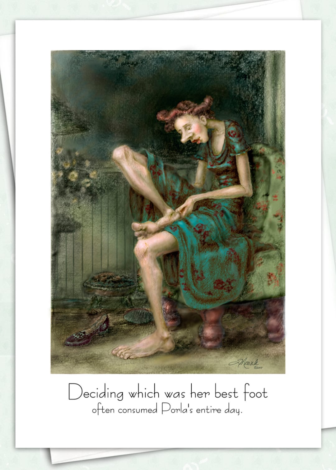 Women's Card, Funny Card, Art Card, Original Card, Blue Card, Unique ...