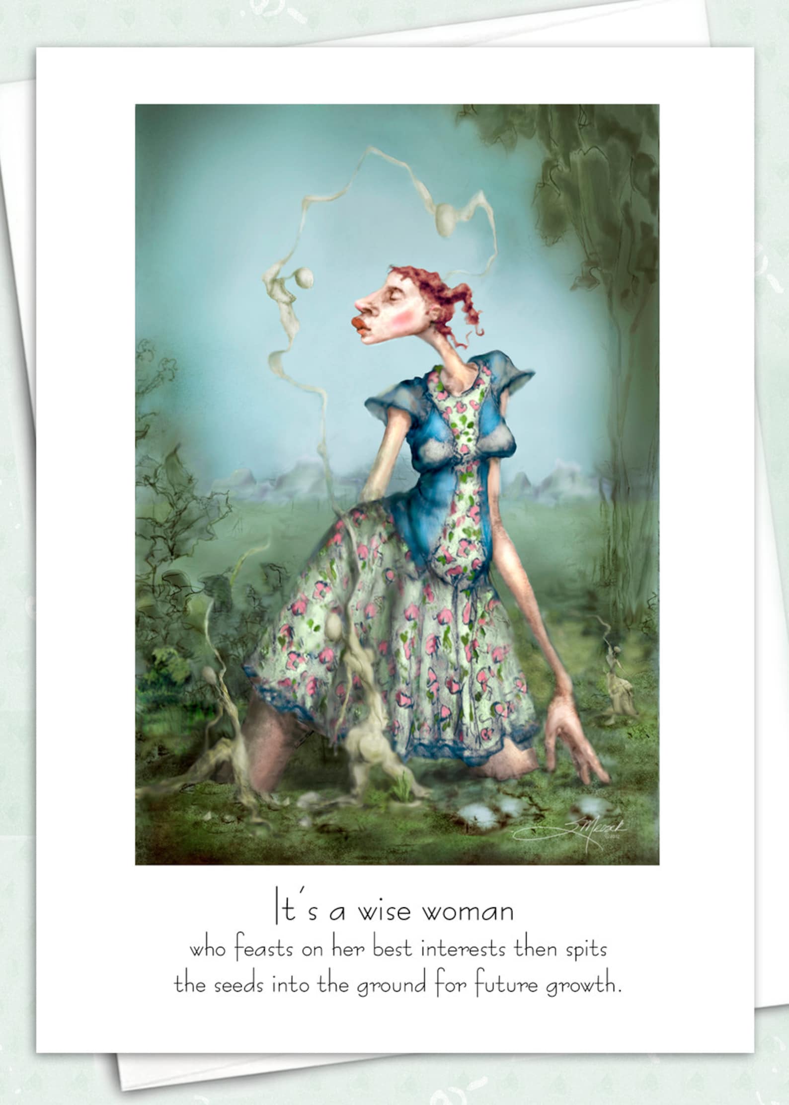 Women's Card, Girl's Card, Art Card, Whimsical Card, Original Card ...