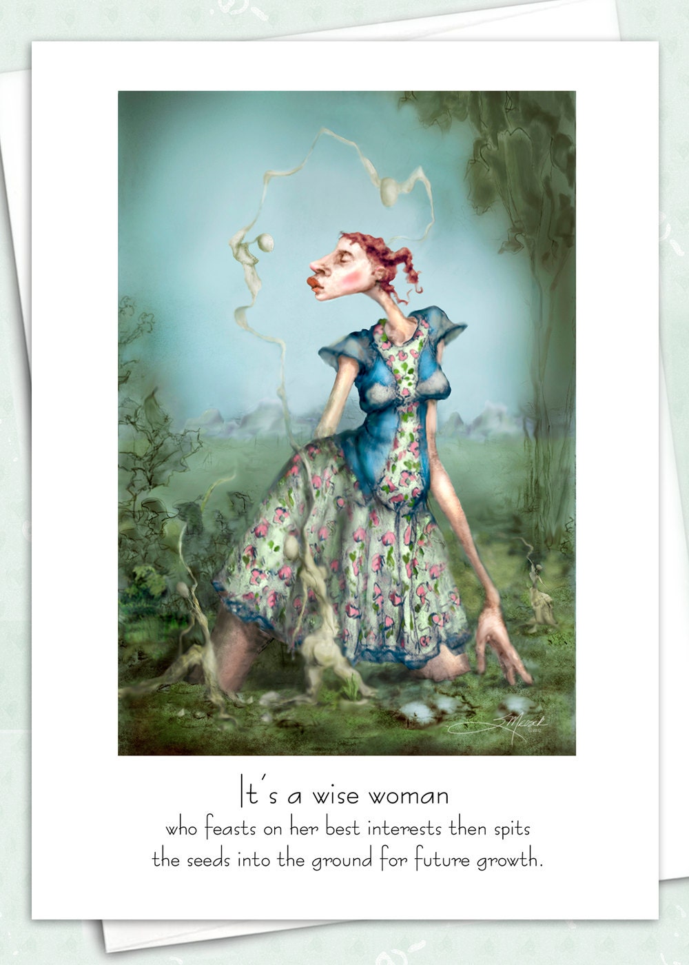 Women's Card, Girl's Card, Art Card, Whimsical Card, Original Card ...