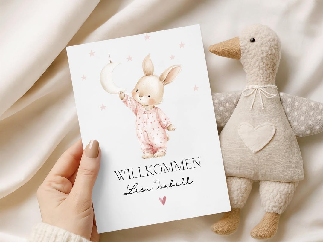 Editable Baby Birth Announcement Card – Boho – Canva Template A6 & 5x7 ...