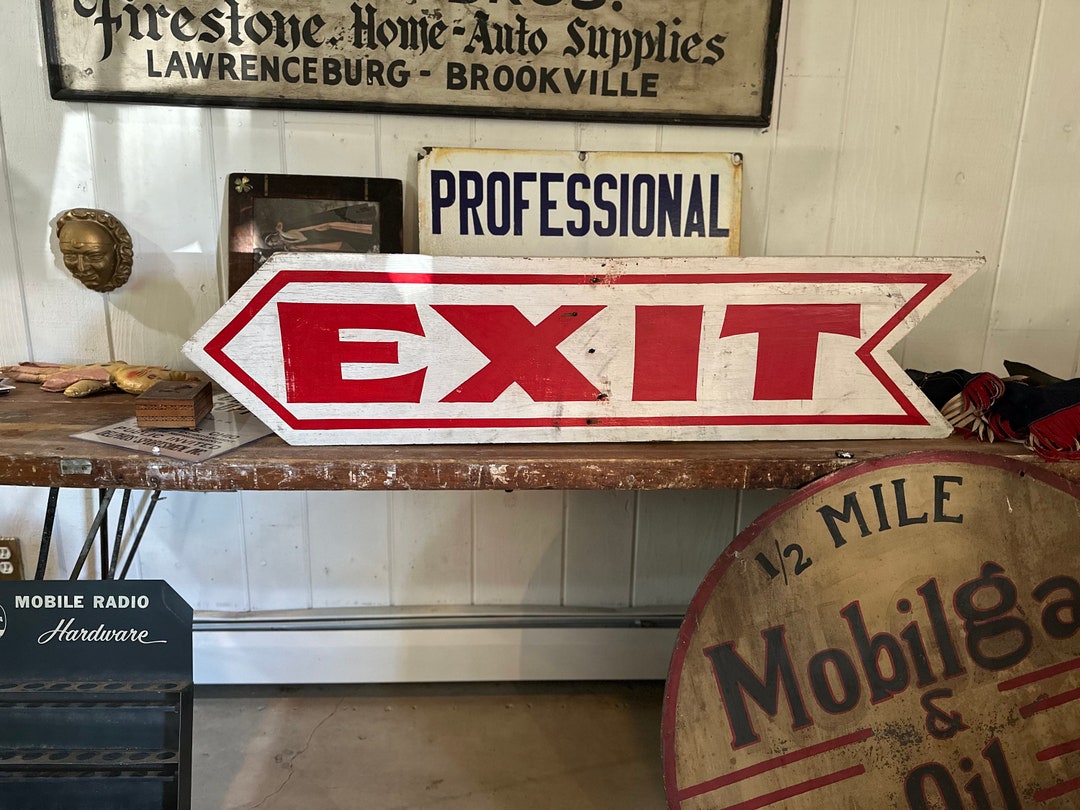 1950s Amusement Park Exit Sign Country Farmhouse Folk Art Trade ...