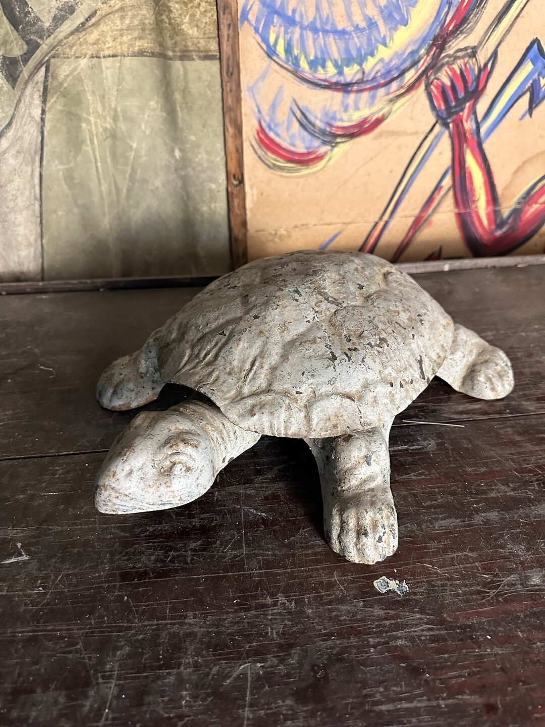 1900s Antique Cast Iron & Tin Turtle Spittoon Mechanical Cuspidor ...