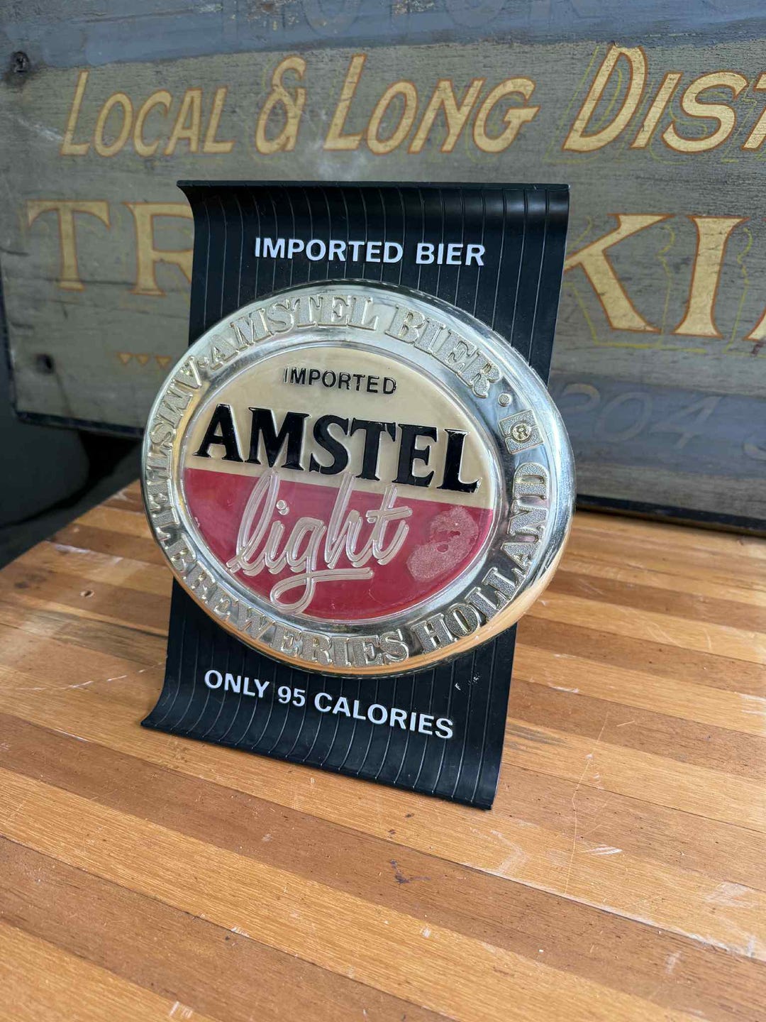 Vintage 1980s Amstel Light Beer Sign Bar Brewery Advertising Man Cave ...