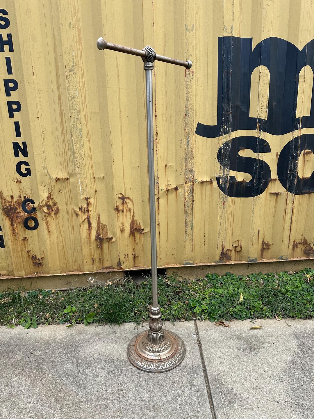 Antique 1940s T Bar Clothing Rack Rack Shelf Industrial Overalls Jeans ...