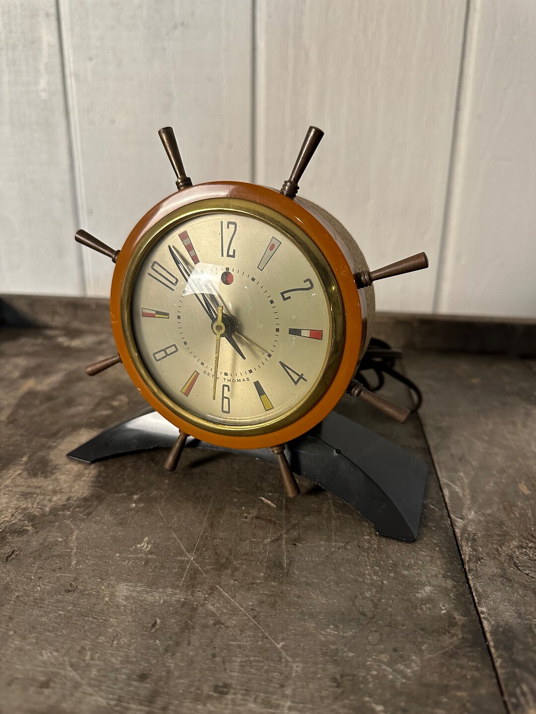 Vtg Seth Thomas ' Rudder ' Nautical Electric Working Alarm Clock Model ...