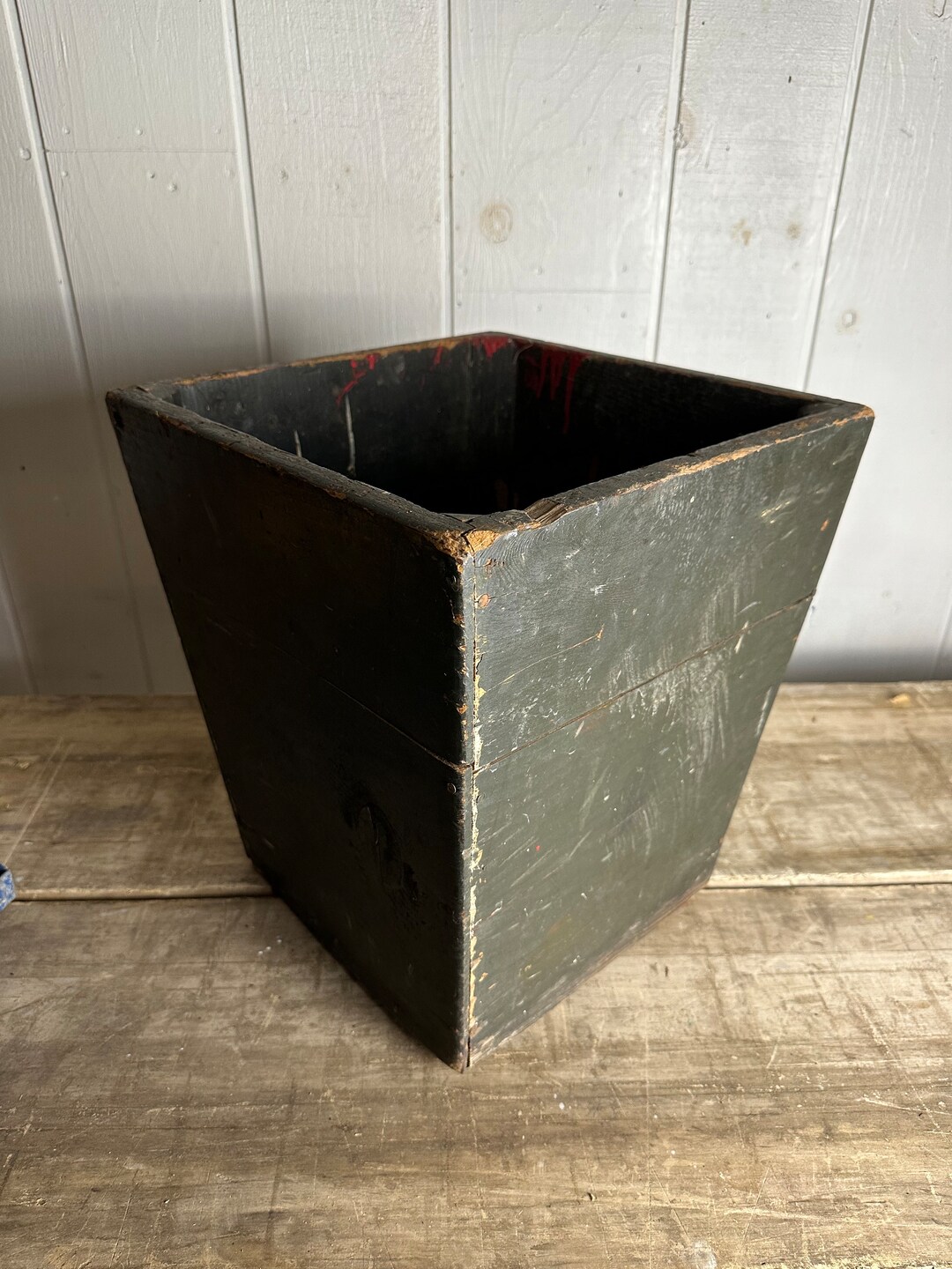 1900s Wooden Country Trash Can Industrial Kitchen Office Primitive ...