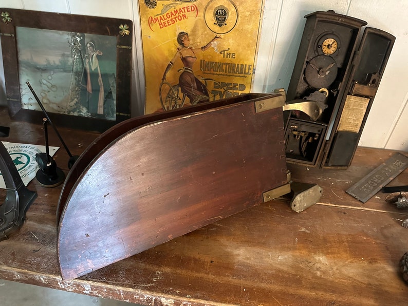 1890s Swing Out Industrial Brass Drafting Table Ledger Shelf Arm Office ...