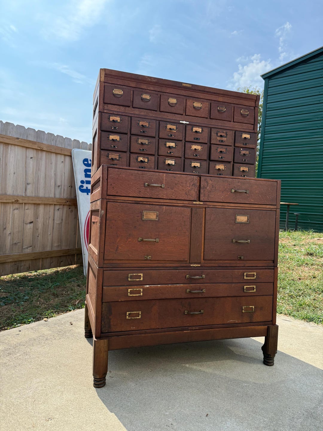 1920s Oak Cabinet Apothecary Industrial Multi Drawer File Ledger Ohio ...