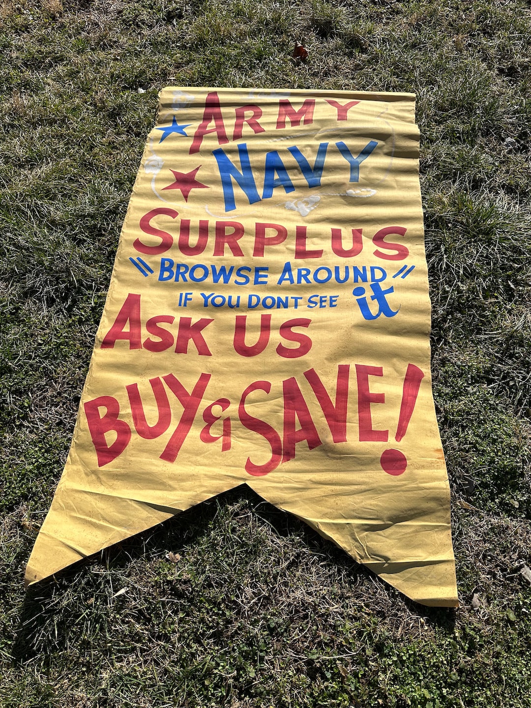 1930s Military Surplus Store Display Sign Banner Union Made Army Navy ...