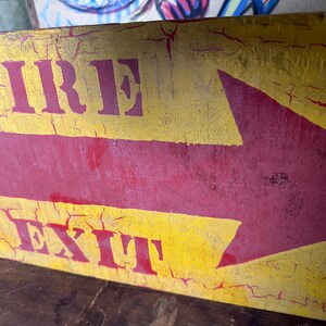 1940s Wood Fire Exit Sign Country Folk Art Trade Advertising Bar Cafe ...