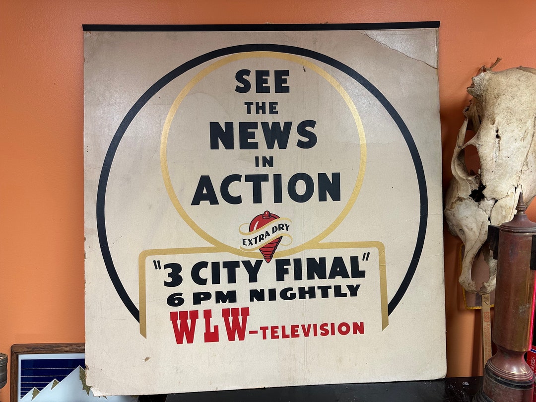 1950s Red Top Beer Sign Bar Cafe WLW Advertising Cincinnati OH Decor Brewery the Reds the ...