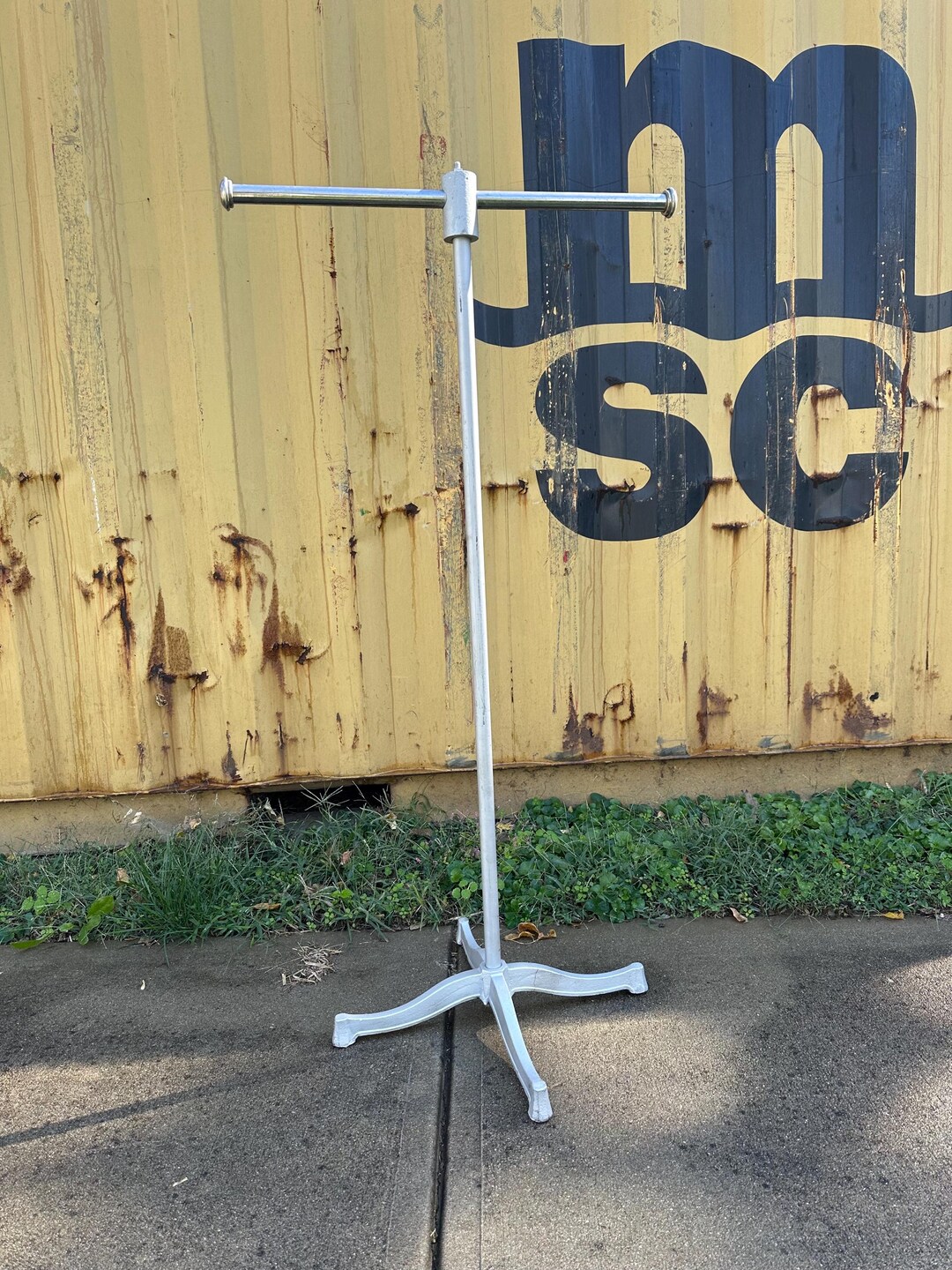 Antique 1940s T Bar Clothing Rack Rack Shelf Industrial Overalls Jeans ...