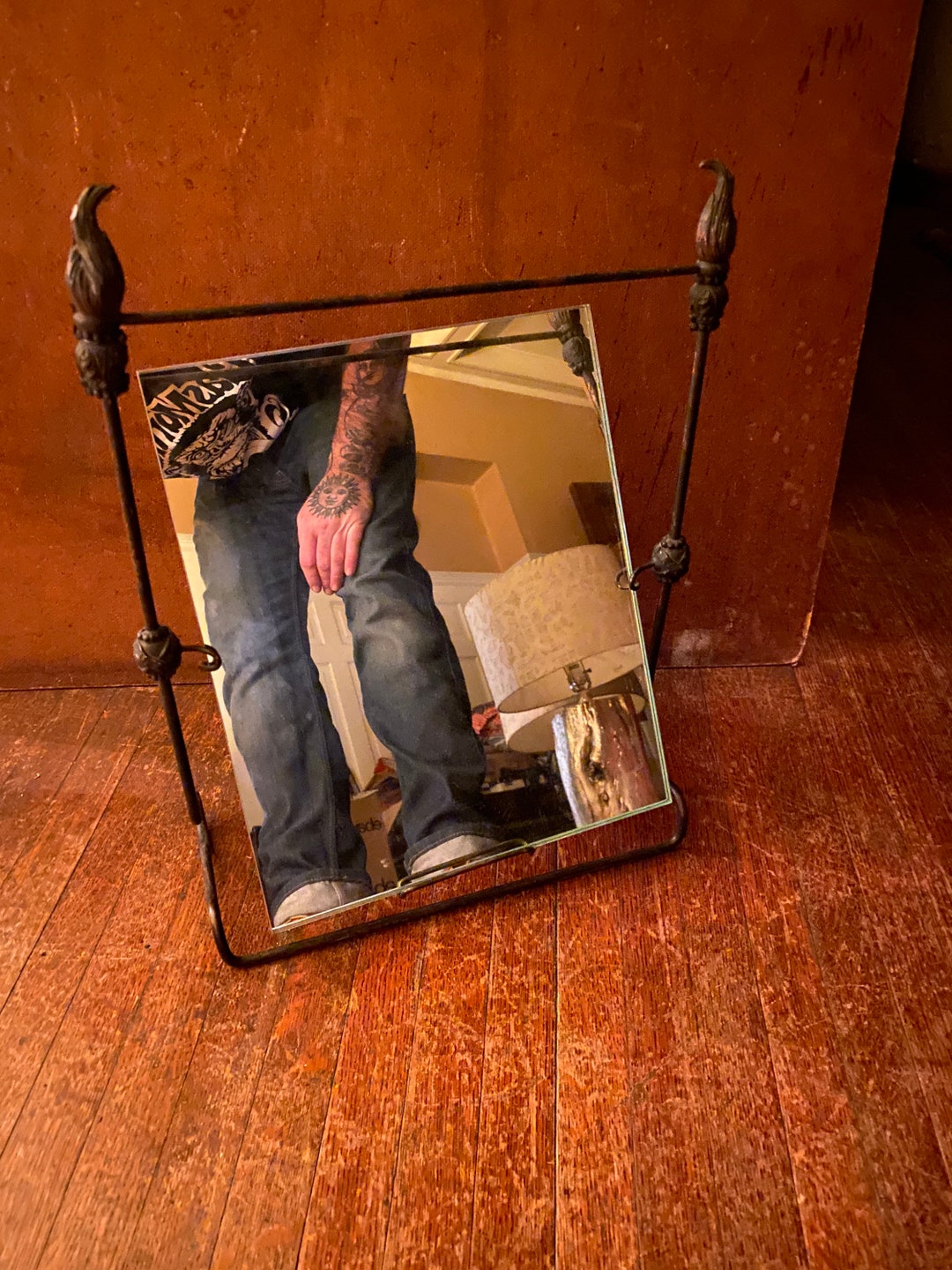 1800s Shoe Store Mirror Industrial Cast Iron Office Japan Finish ...