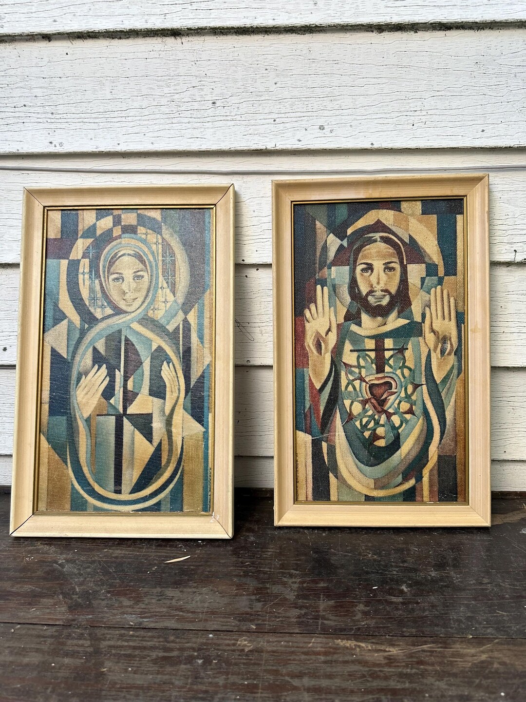 Vintage Mosaic Art Print Virginia Broderick Depicting Mary Jesus Sacred ...