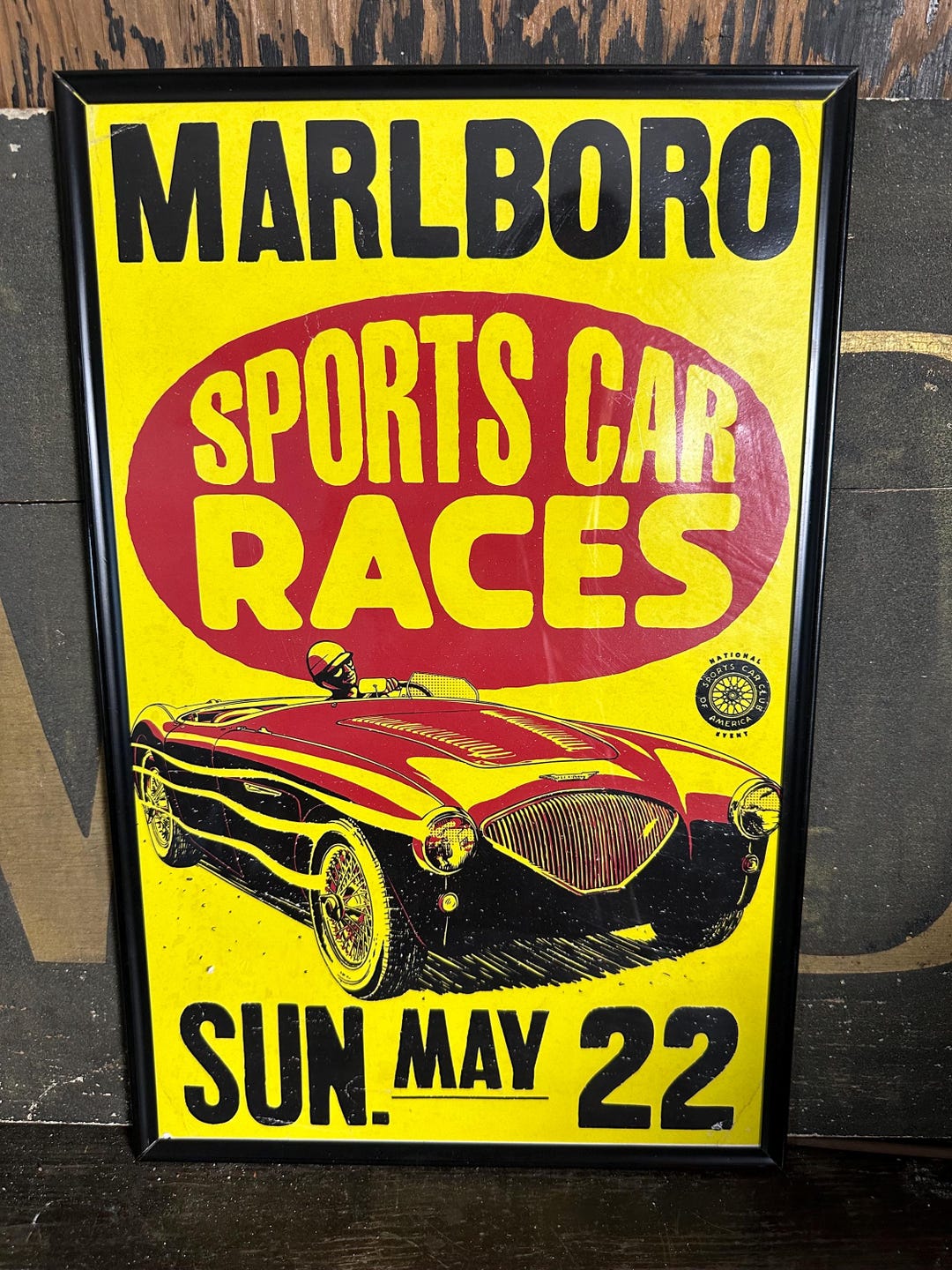 Framed 50s/60s Austin Healey Sports Car Road Race Poster Marlboro ...