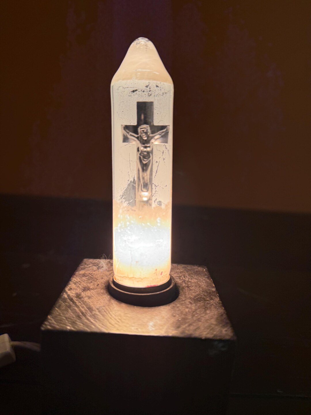 VTG Christmas Light Jesus Christ Cross Bulb Funeral Catholic Holiday ...