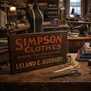 1940s Wooden Sign Simpson Clothes Princeton IN Levi Lee Trade Union ...