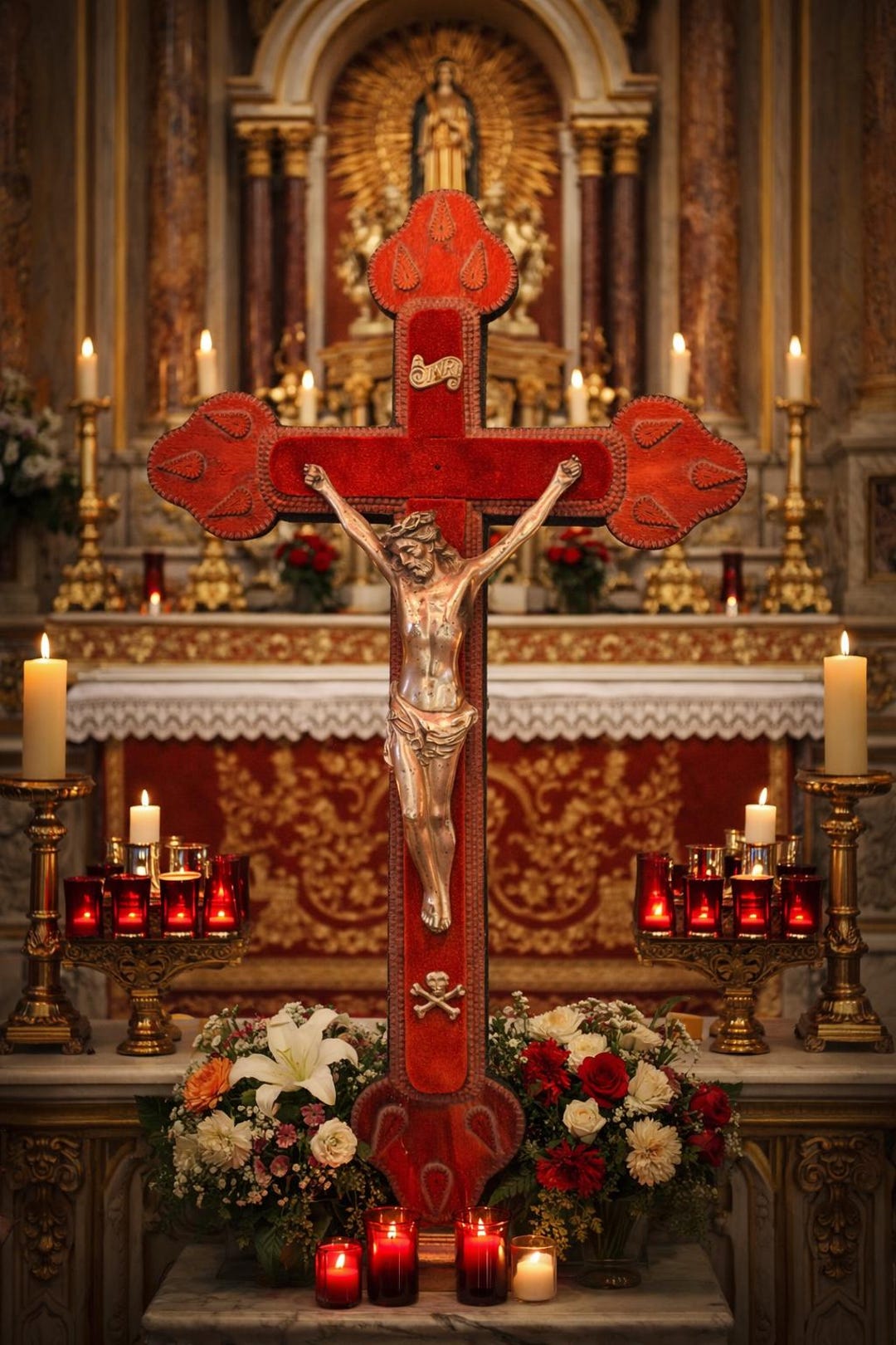 19th Century Tramp Art Wooden Crucifix With Nickel Christ | Antique ...